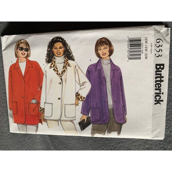 Butterick | Other | Butterick Misses Jacket Sewing Pattern Sz 6w To 2w ...